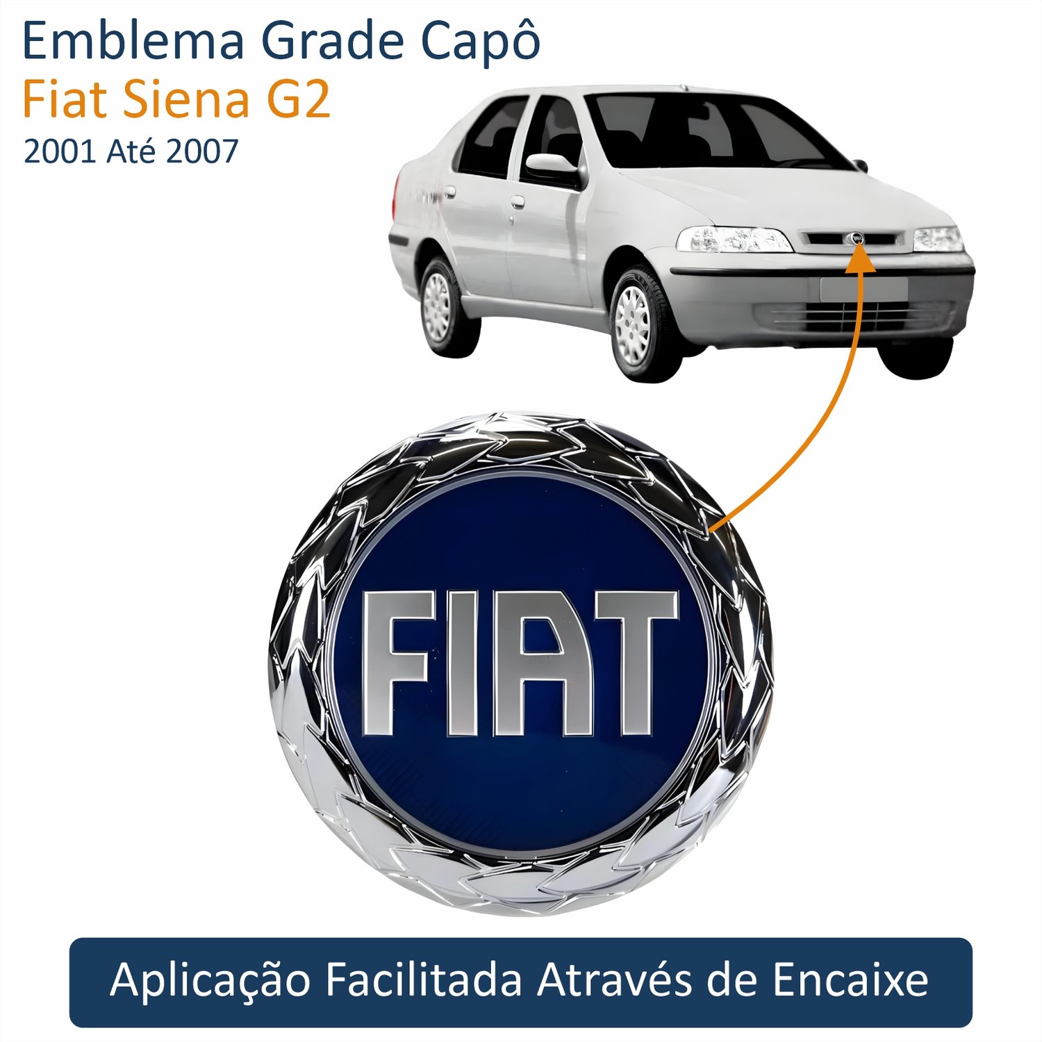 Emblema Grade Fiat Siena 2001 2002 2003 2004 Capo - Castelo Auto Peças
