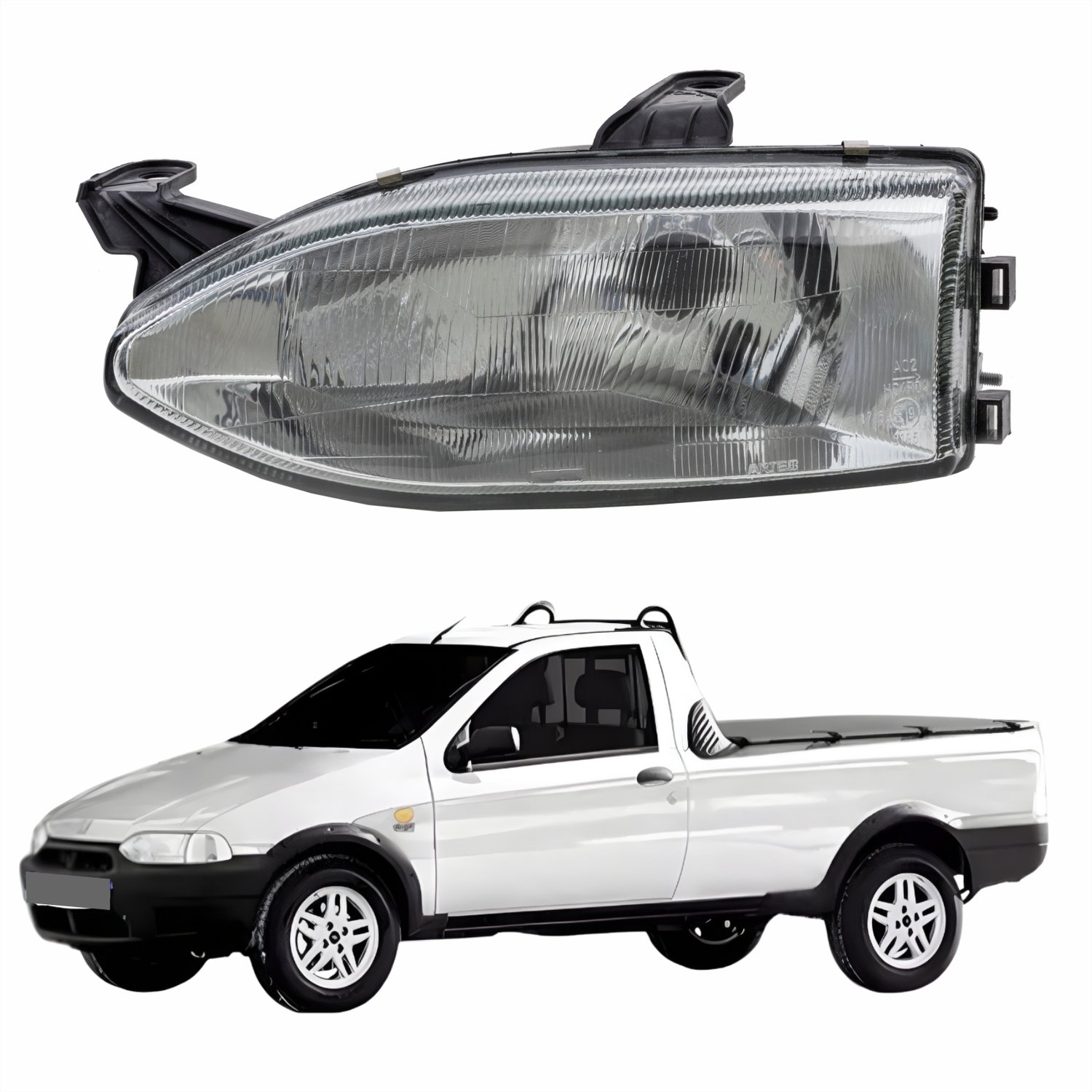 Farol Fiat Strada 1996 até 2000 Original Arteb Foco Simples Lado ...