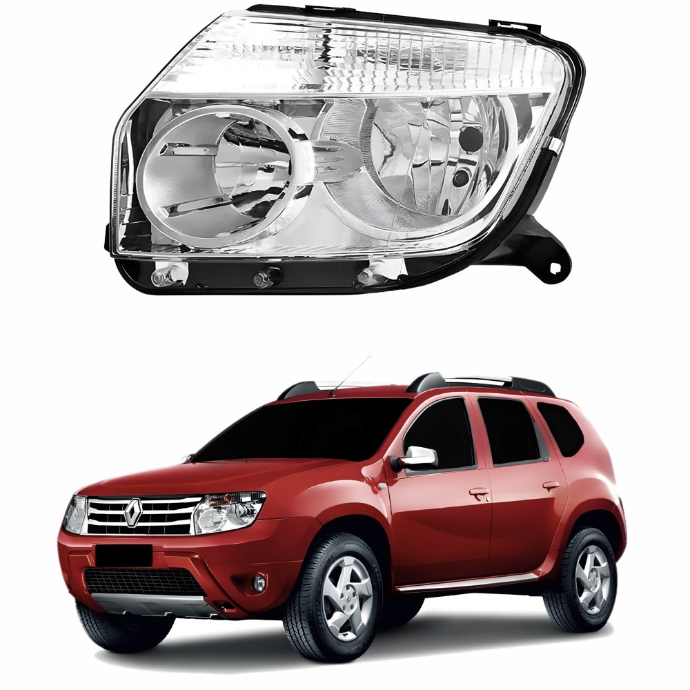 Farol renault duster 10/14 crom le - Castelo Auto Peças