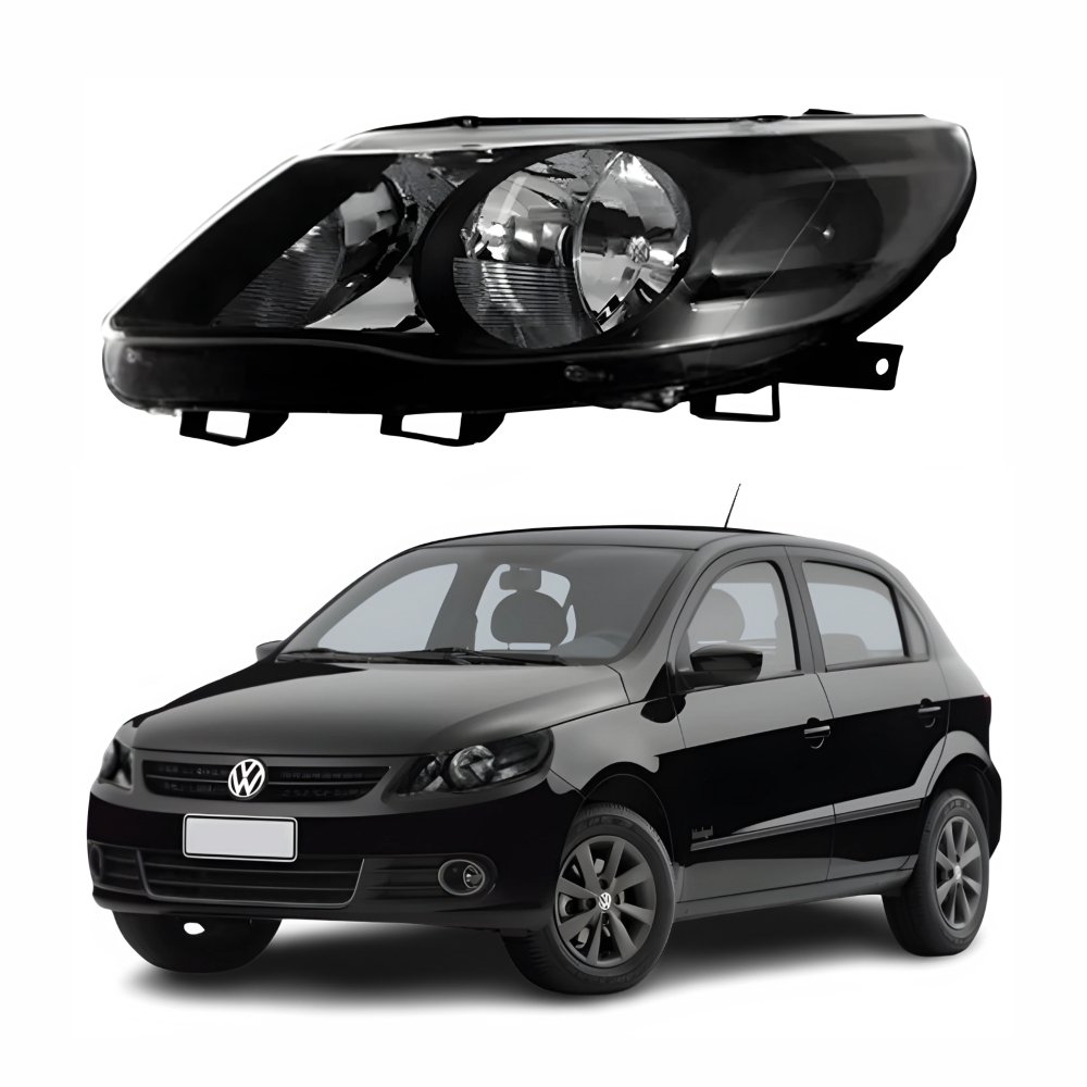 Farol Vw Gol G5 2009 Até 2013 Máscara Negra Lado Esquerdo Motorista ...