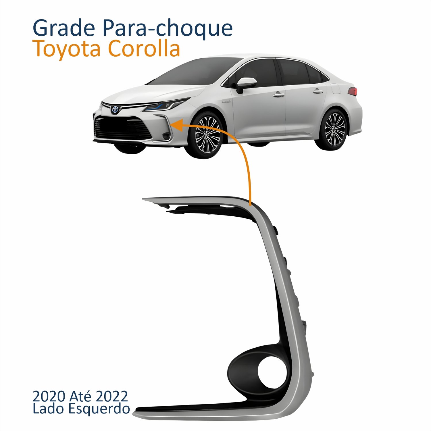 Grade p-choque toyota corolla 20/22 c/furo c/ friso cinza le - Castelo ...