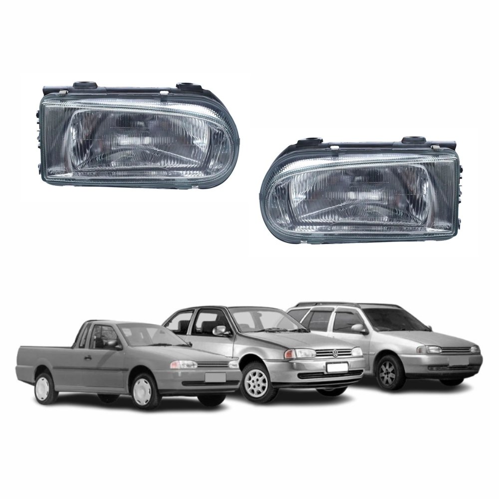 Par de Farol VW Gol Saveiro Parati G2 Bola 1995 Até 1999 Máscara ...