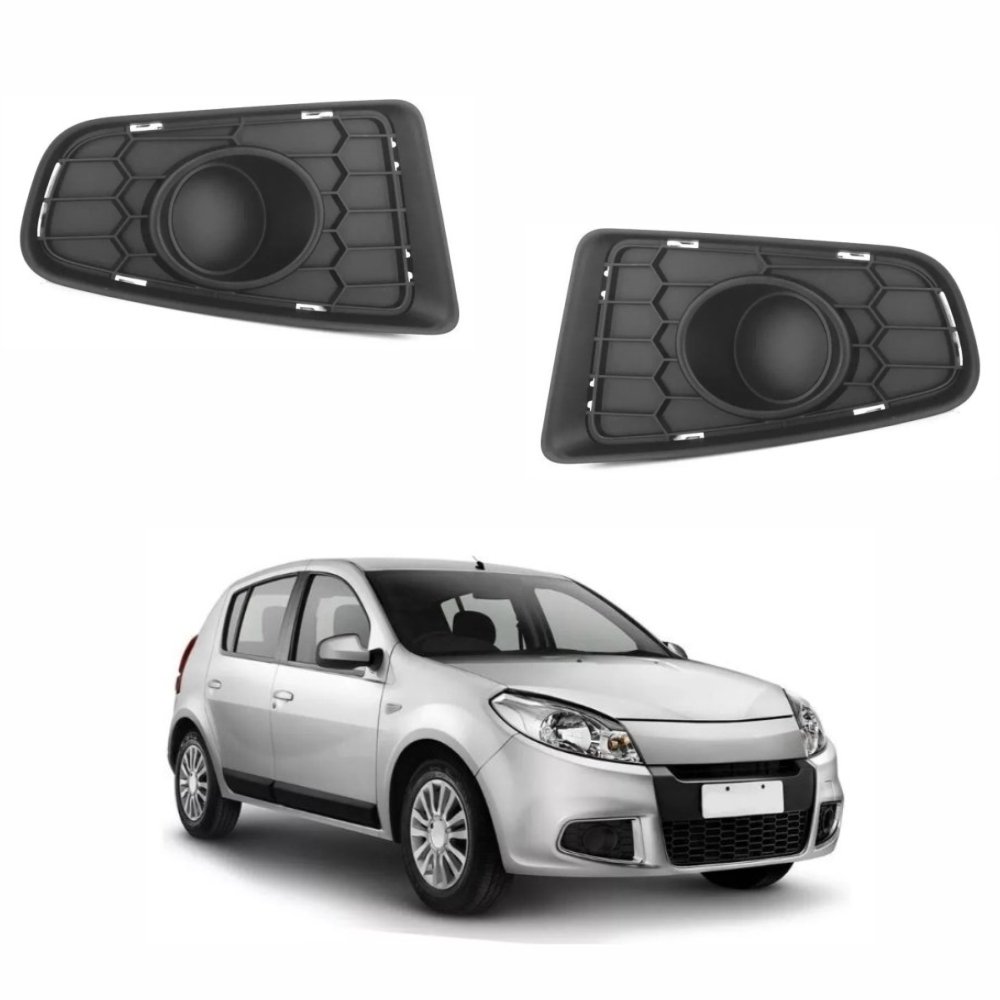 Par De Grade De Parachoque Renault Sandero 2012 Até 2014 Sem Furo ...