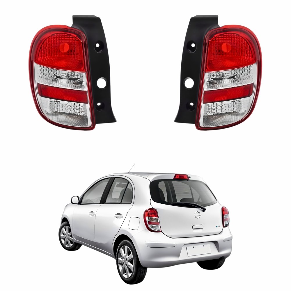 Par Lanterna Traseira Nissan March 2011 2012 2013 2014 Bicolor Cristal ...
